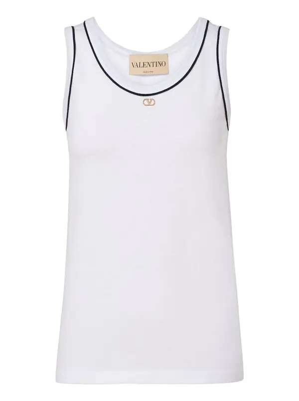 Valentino Garavani Vlogo Cotton Jersey Tank Top - White