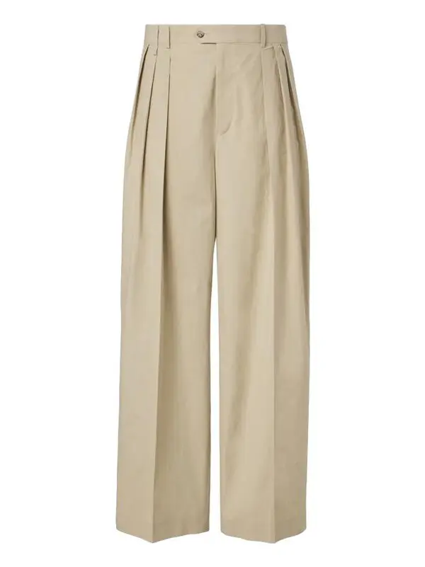 Calvin Klein Baxter Pleated Cotton Straight Pants - Beige