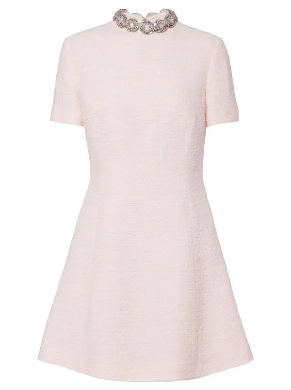 Valentino Garavani Embellished Tweed Mini Dress - Pink