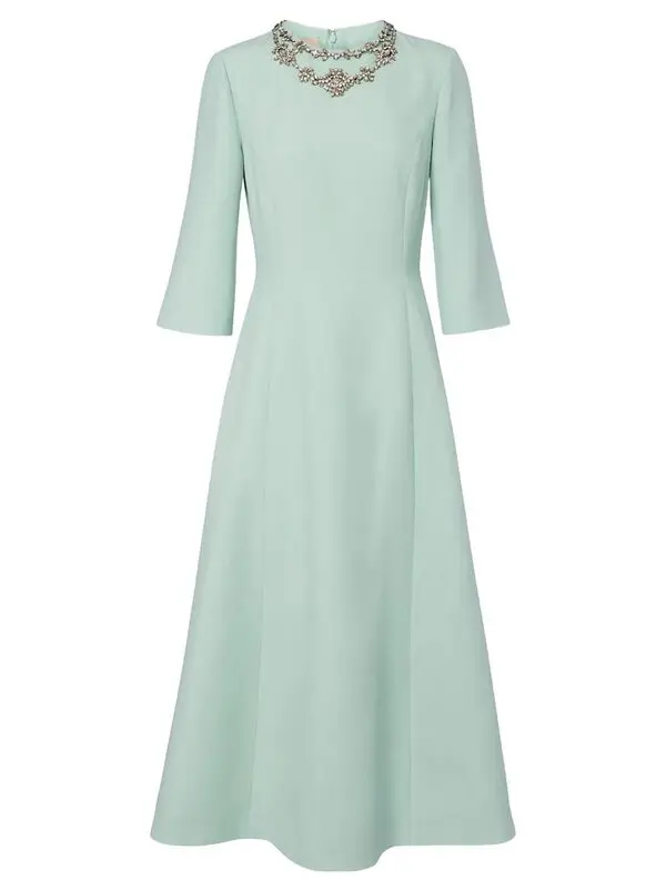 Valentino Garavani Crepe Couture Embellished Midi Dress - Green