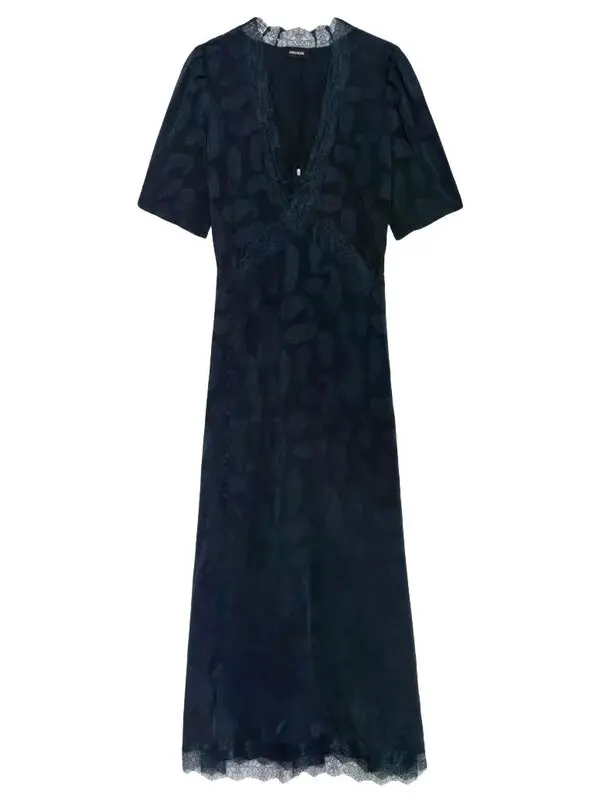 Zadig&Voltaire Lace-trimmed Jacquard Midi Dress - Blue
