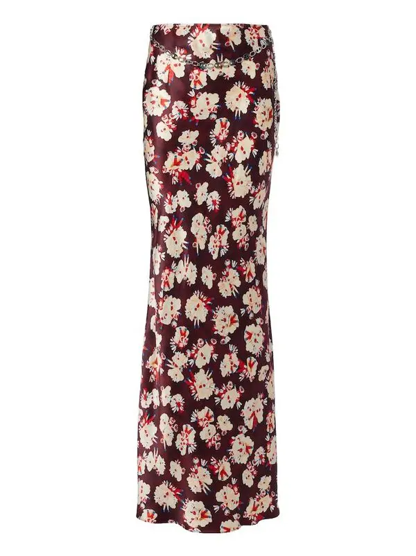 Rabanne Chain-detail Floral Silk Maxi Skirt - Multicoloured
