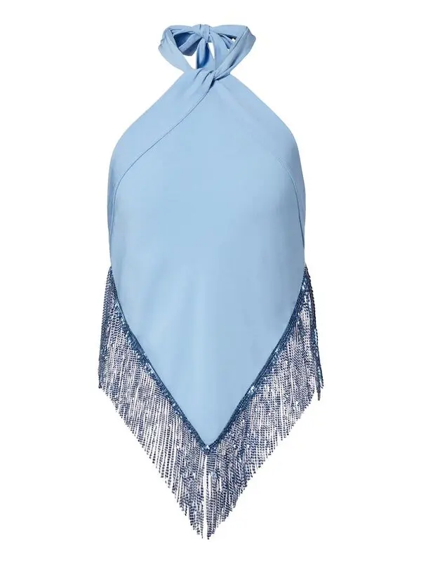 Rabanne Chainmail Halterneck Crêpe Top - Blue