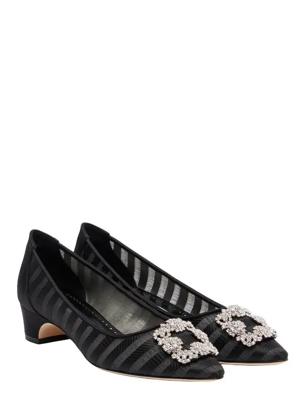 Manolo Blahnik Hangisi Embellished Pumps - Black