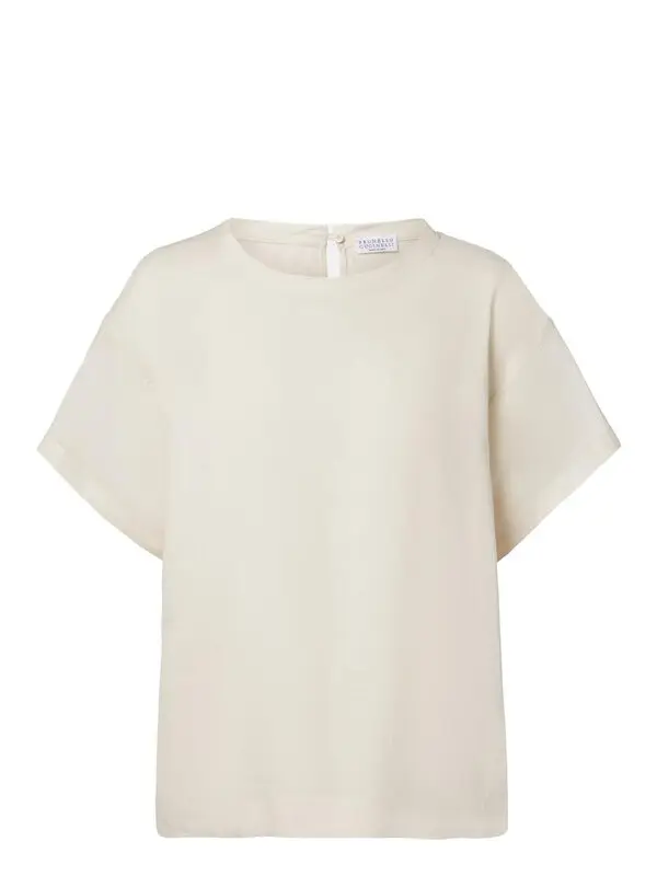 Brunello Cucinelli Oversized Linen T-shirt - White