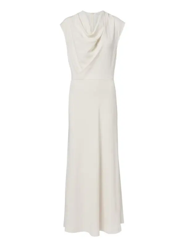 Brunello Cucinelli Draped Wool-blend Maxi Dress - White