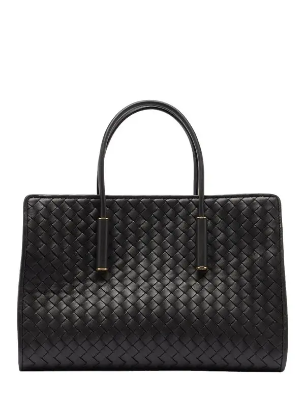Bottega Veneta Barbara Small Intrecciato Leather Tote Bag - Brown