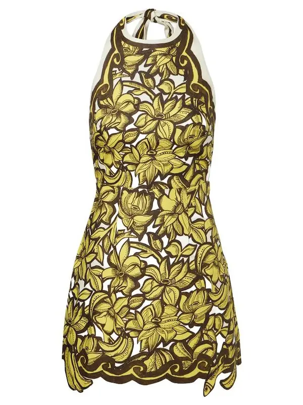 ALEMAIS Mona Floral Hemp Mini Dress - Yellow