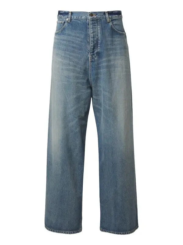 Balenciaga Distressed Wide-leg Jeans - Blue
