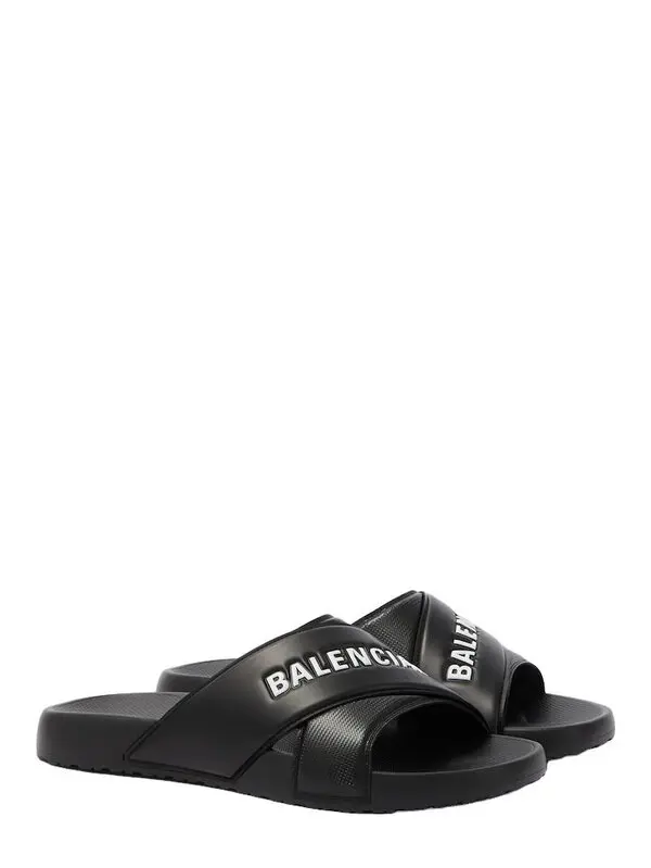 Balenciaga Sporty Pool Slides - Black
