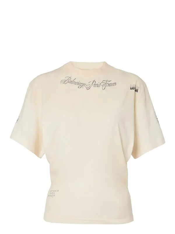 Balenciaga Printed Cotton Jersey T-shirt - White