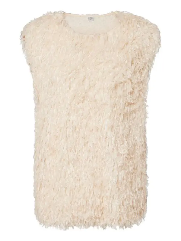 TOTEME Crewneck Textured Top - Beige