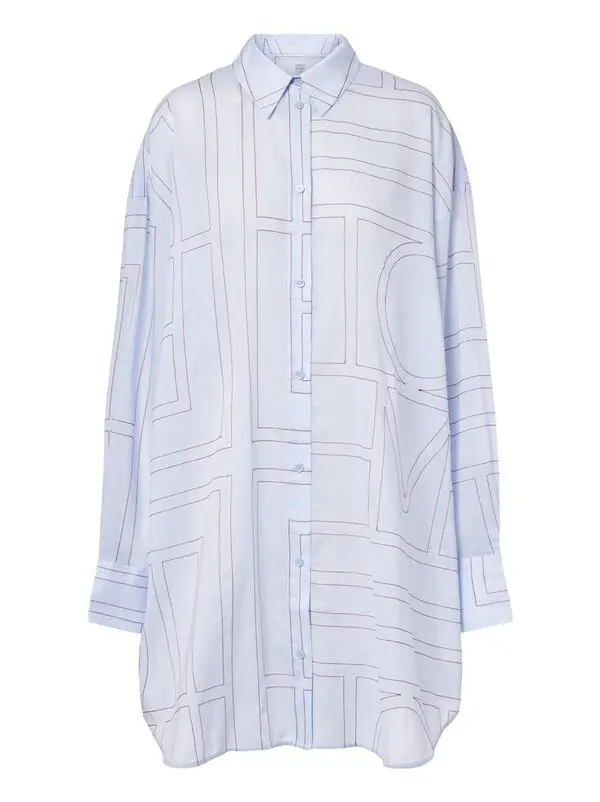TOTEME Embroidered Cotton-blend Poplin Shirt - Blue