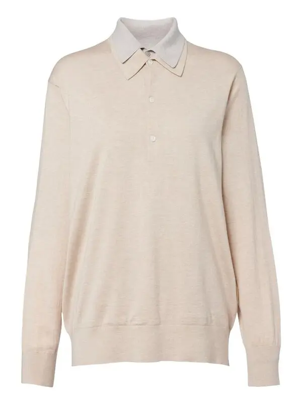 Acne Studios Silk, Wool, And Cashmere Polo Sweater - Beige