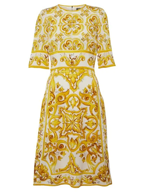 Dolce & Gabbana Majolica Print Silk Blend Midi Dress - Multicoloured