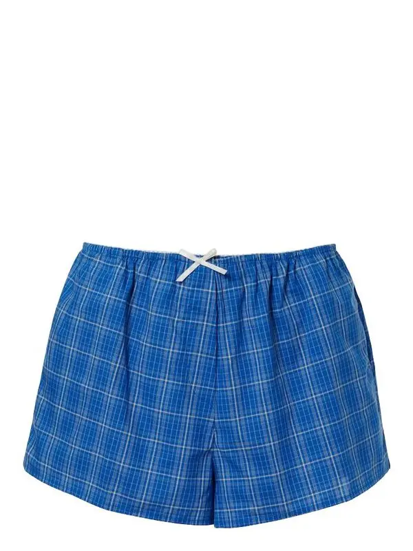 Faithfull The Brand Leya Plaid Cotton Shorts - Blue
