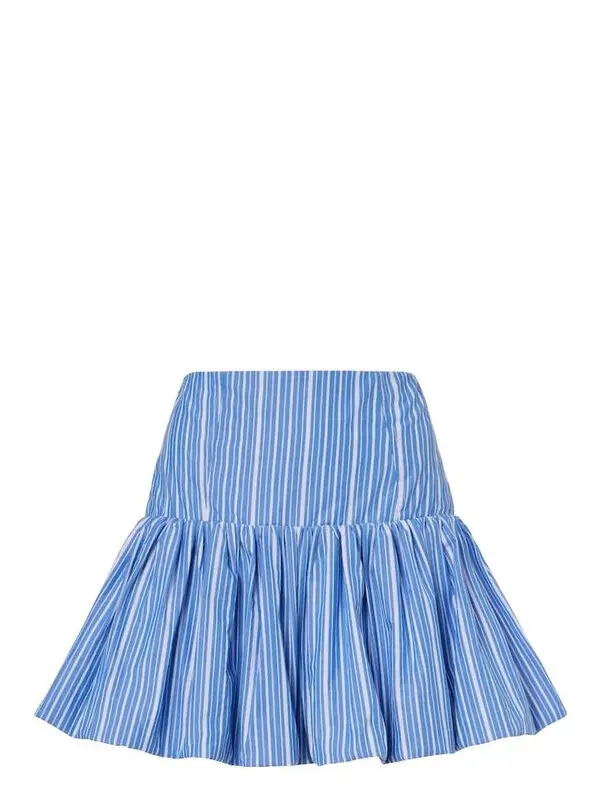 GANNI Striped Cotton Poplin Miniskirt - Blue