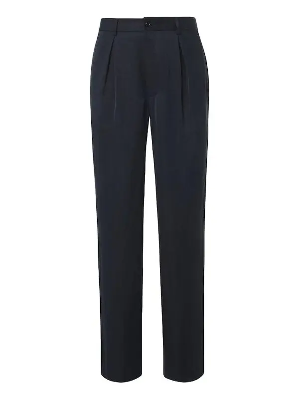 Giorgio Armani Pleated Satin Wide-leg Pants - Blue