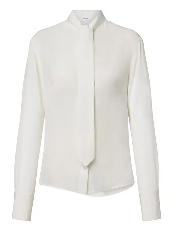 Alexander McQueen Tie-neck Silk Blouse - White
