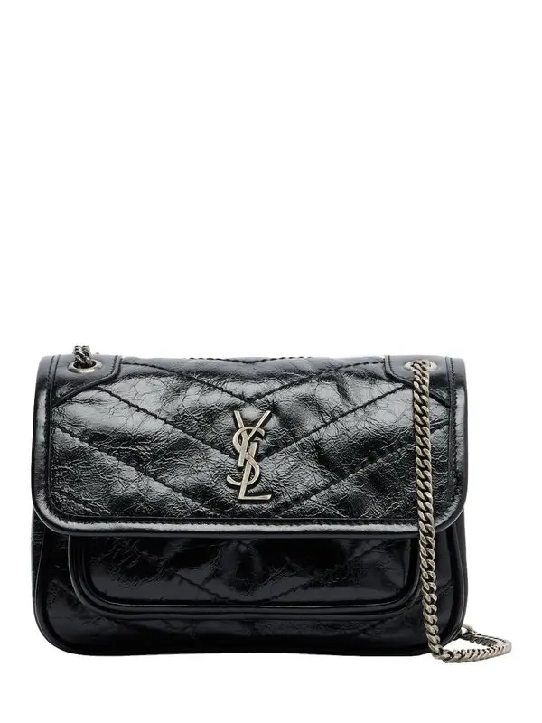 Saint Laurent Niki Mini Leather Shoulder Bag - Black