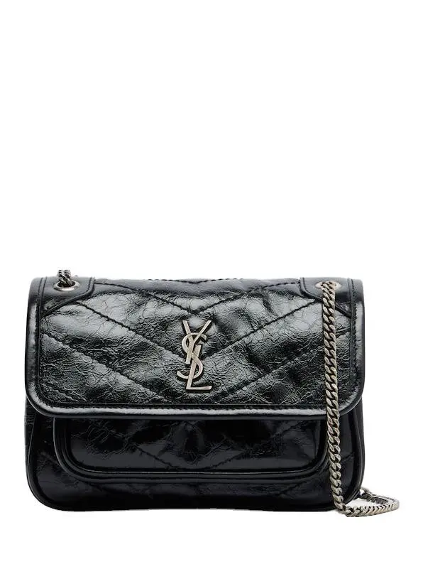Saint Laurent Niki Mini Leather Shoulder Bag - Black