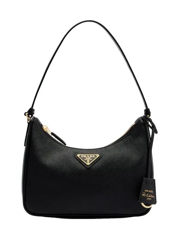 Prada Re-edition 2005 Leather Shoulder Bag - Black