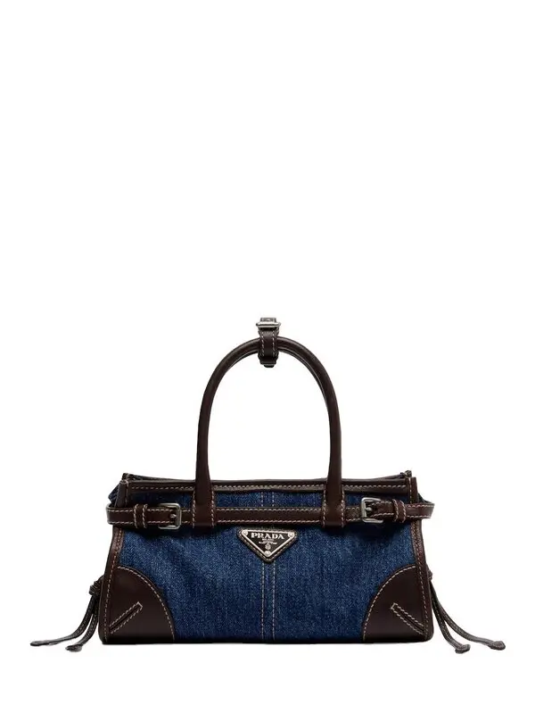 Prada Bonnie Small Denim Top-handle Bag - Blue