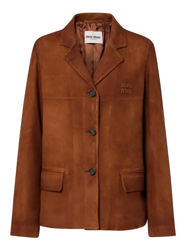 Miu Miu Suede Leather Jacket - Brown
