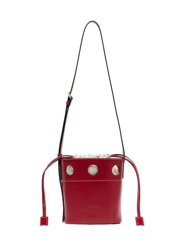 Miu Miu Cutout Leather Bucket Bag - Red