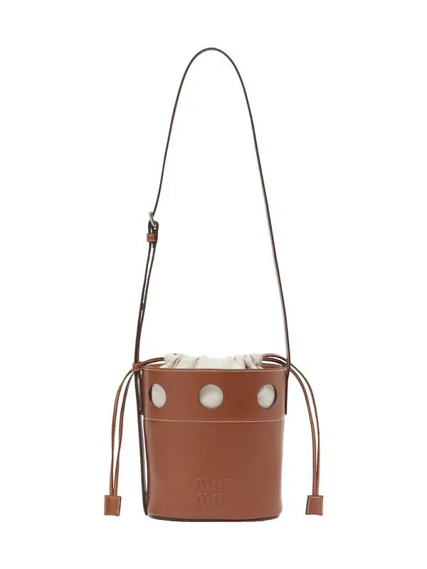 Miu Miu Perforated Leather Bucket Bag - Brown