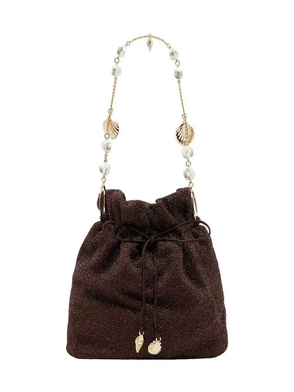 Oseree Lumière Embellished Bucket Bag - Brown