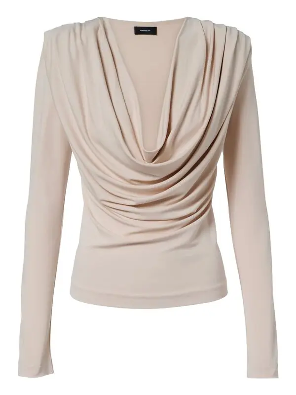 Wardrobe.NYC Draped Jersey Top - Beige
