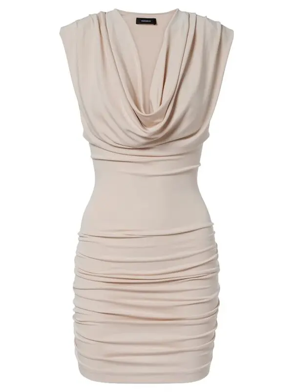 Wardrobe.NYC Draped Jersey Minidress - Beige