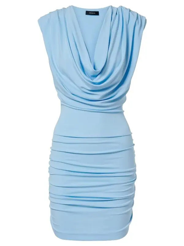 Wardrobe.NYC Draped Jersey Minidress - Blue