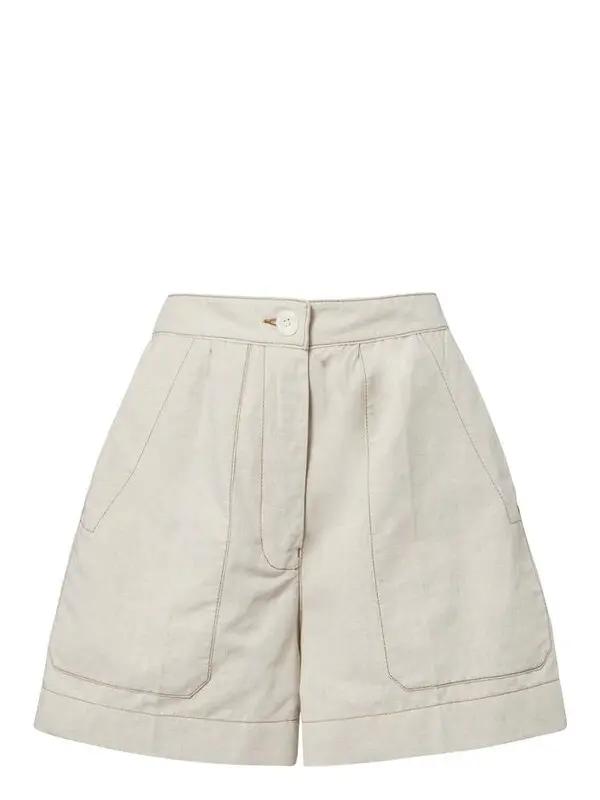 Prada Cotton Linen Chambray Shorts - Beige
