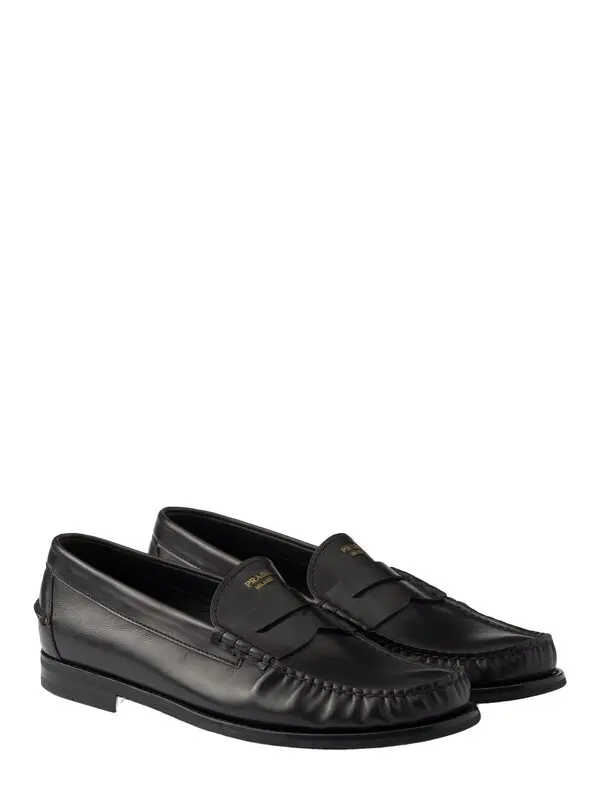 Prada Antiqued Leather Loafers - Black