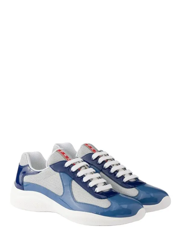 Prada Patent Leather And Technical Fabric America's Cup Sneakers - Blue