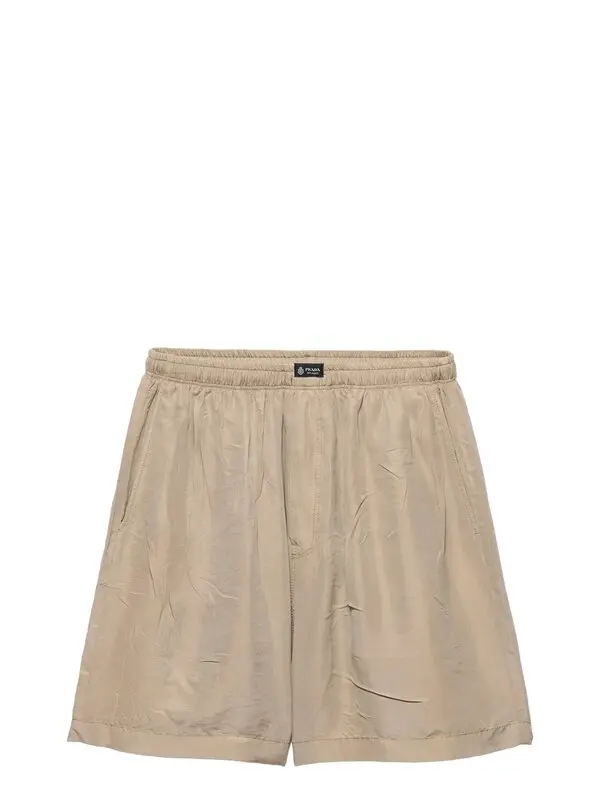 Prada Silk Blend Shorts With Vintage Finish - Neutral