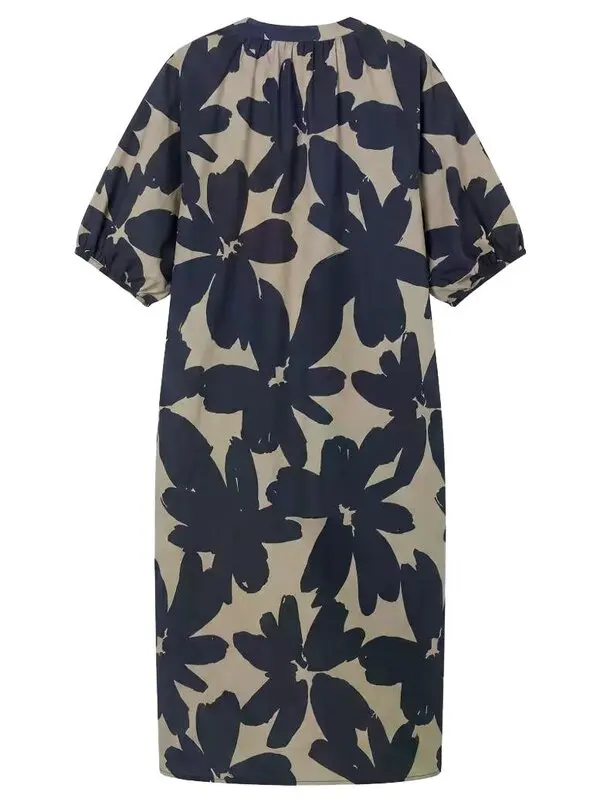 MEIMEIJ Floral Print Belted Midi Dress - Blue