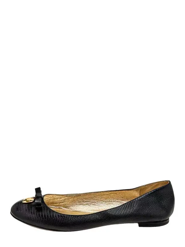 Dolce & Gabbana Lizard-embossed Bow Ballet Flats - Black