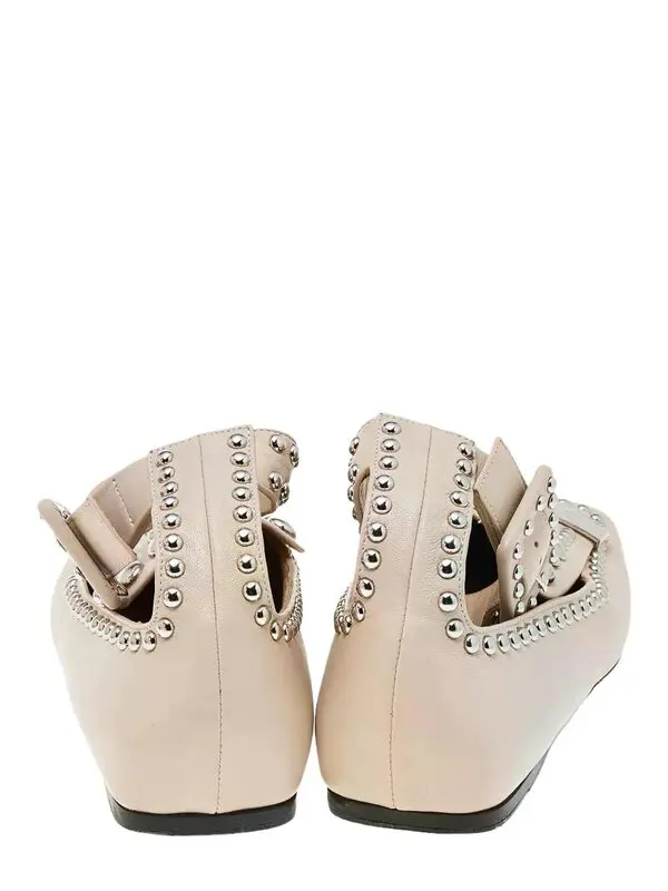 SERGIO ROSSI Studded Ankle-cuff Ballet Flats - Neutrals
