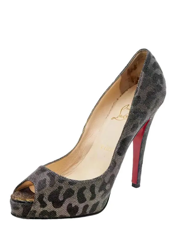 CHRISTIAN LOUBOUTIN Very Prive Leopard Print Pumps - Silver