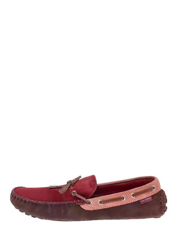 LOUIS VUITTON Suede Loafers With Bow Detail - Red