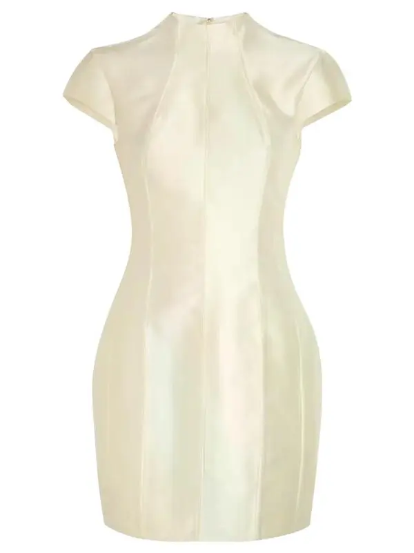 DE LA VALI Zena Panelled Cap-sleeve Mini Dress - Neutrals