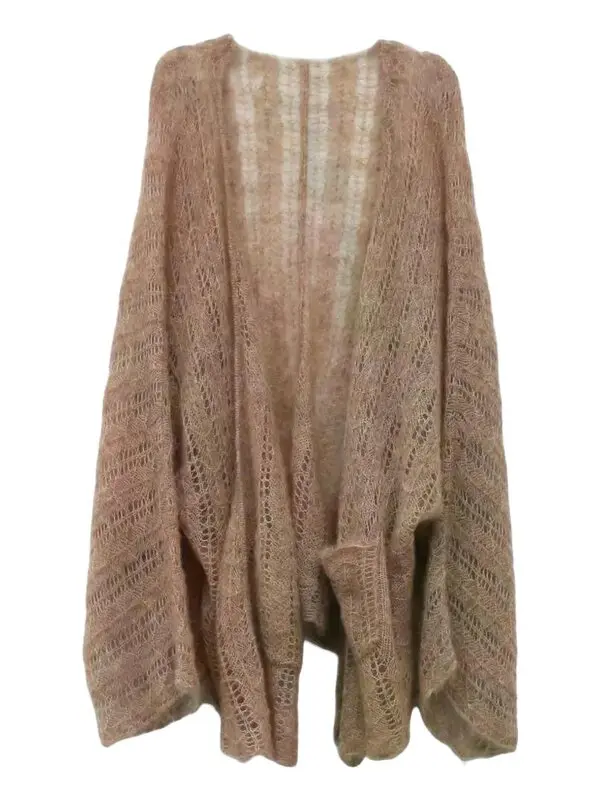 YANGKEHAN Open-knit Mohair-blend Cardigan - Neutrals