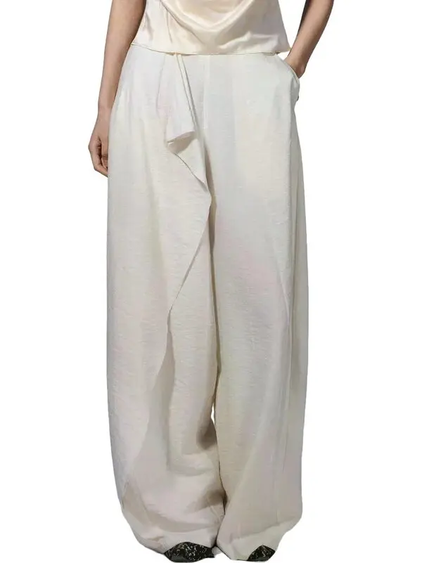 YANGKEHAN Draped Palazzo Pants - White