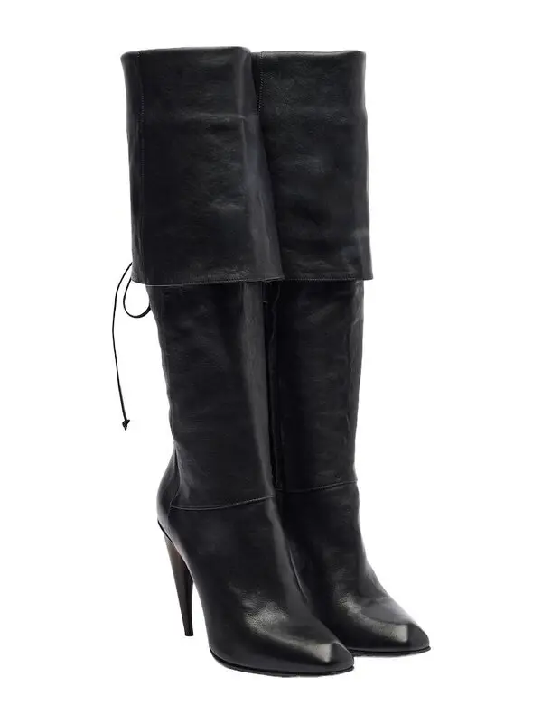 Alexander McQueen Horn Heel Leather Knee-high Boots - Black