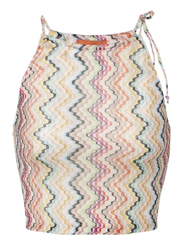 Missoni Zigzag Knit Cropped Halter Top - Multicoloured