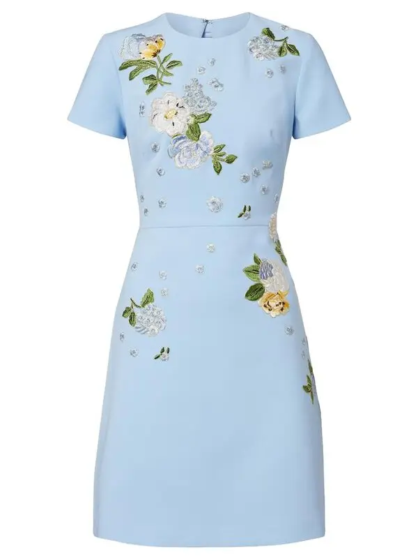 Carolina Herrera Embroidered Mini Dress - Blue