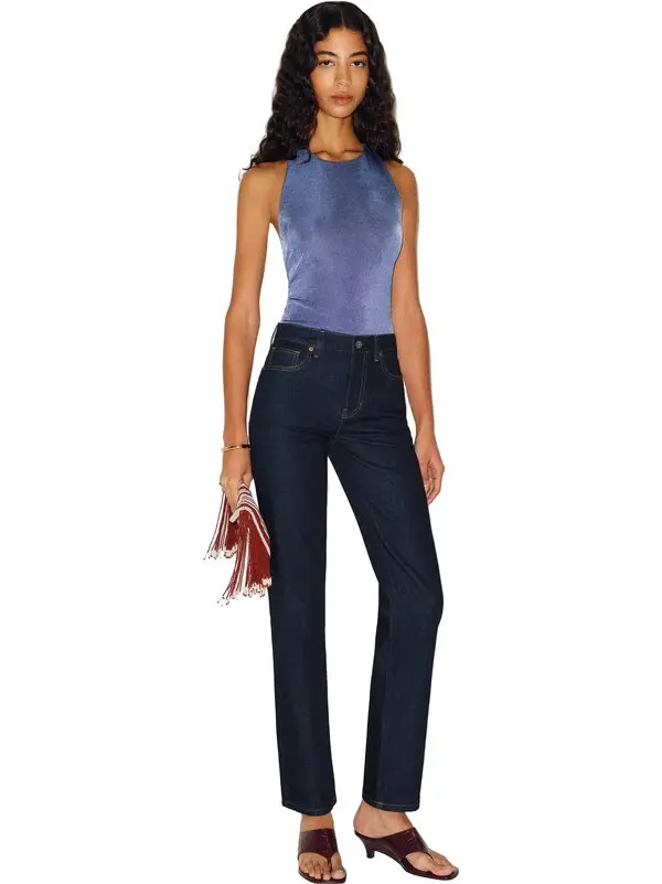 REFORMATION Leda Mid Rise Straight Leg Jeans - Blue